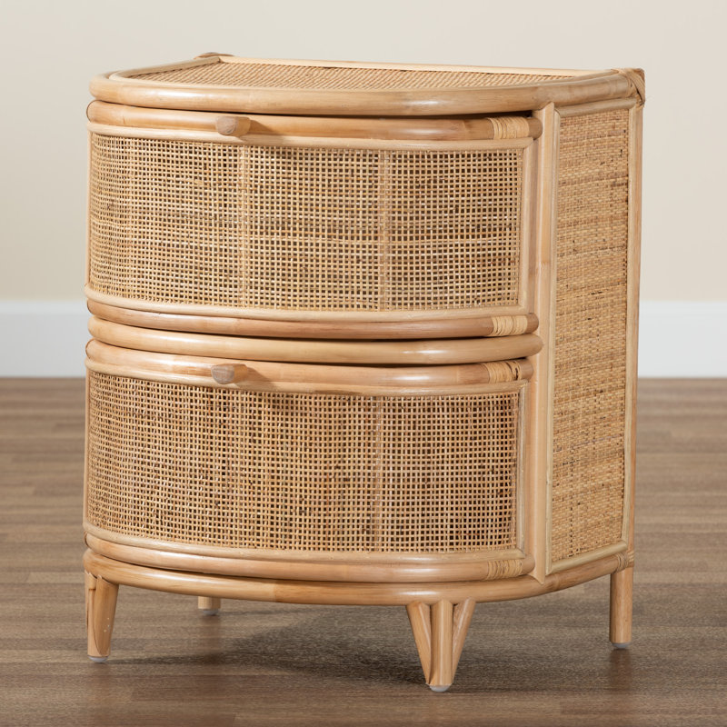 Bay Isle Home™ Oleta Modern Bohemian Rattan 2-Drawer Nightstand & Reviews | Wayfair